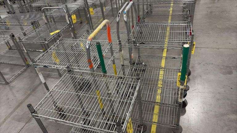 5 Industrial Wire Shelving Cart, 3 Shelves, Chrome-Plated, 36"x24"x39 ...