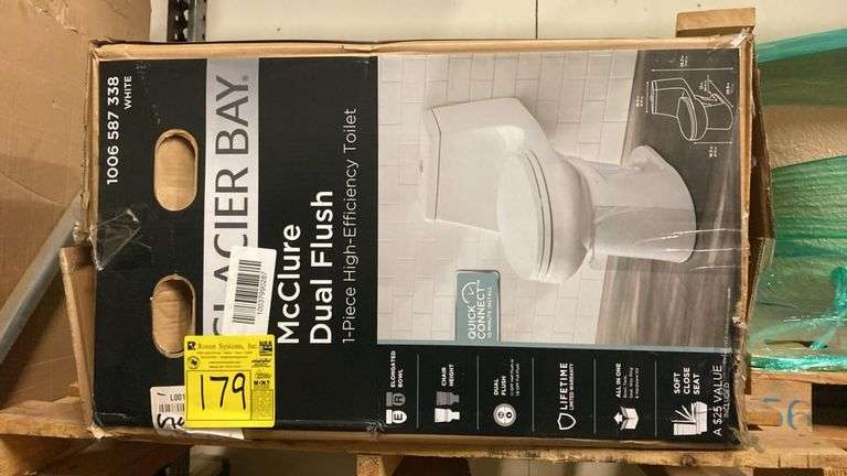 Glacier Bay McClure Dual Flush 1-Piece Toilet, Elongated Bowl, White, 1 ...