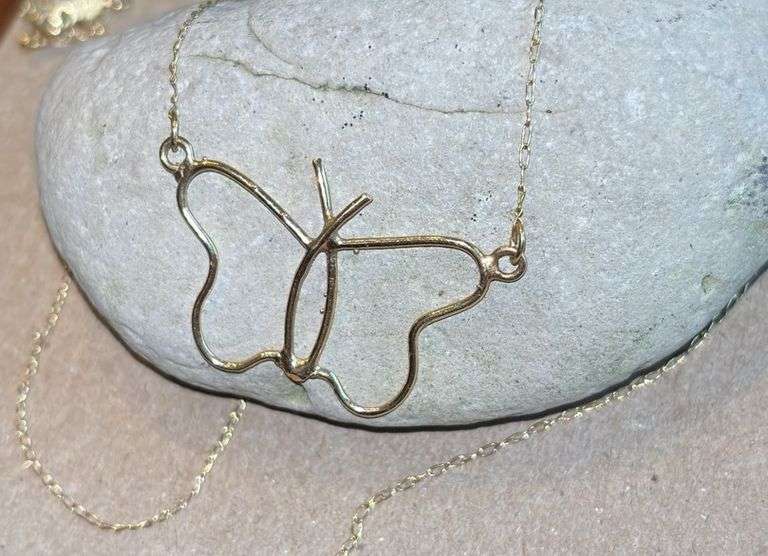14K Yellow Gold Butterfly Necklace - reSettled Life