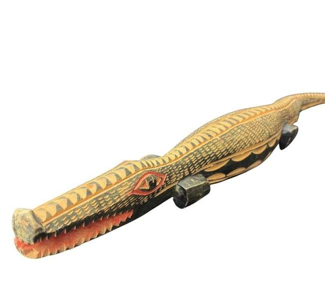 Carved Wood Crocodile - reSettled Life