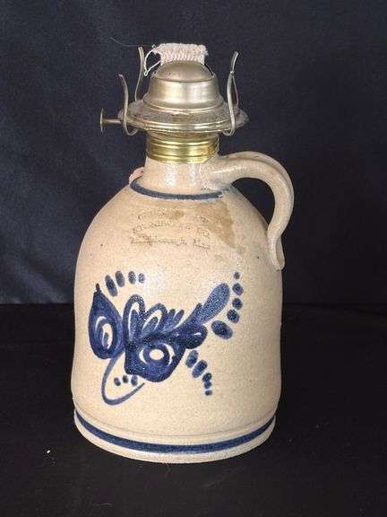 Cedar Swamp Stoneware Jug Lamp with Blue Design - Ryan Cate Auctions ...