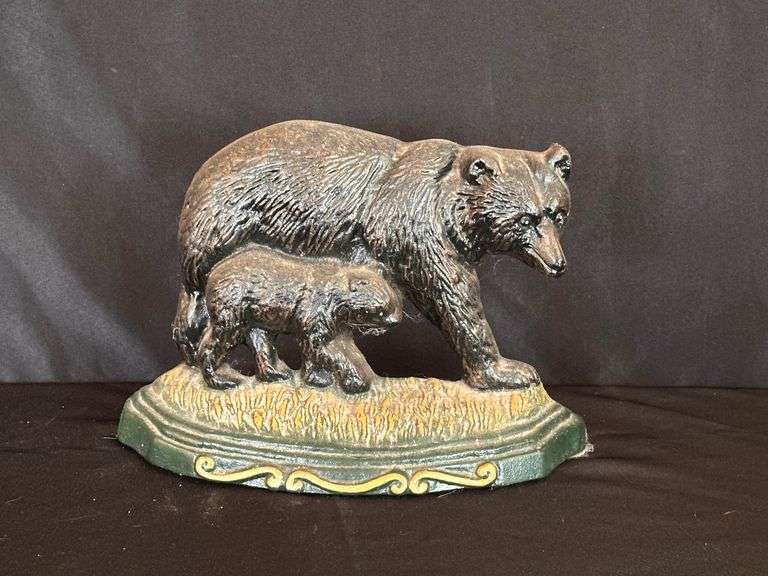 Cast Iron Bear and Cub Figurine - Ryan Cate Auctions and Real Estate