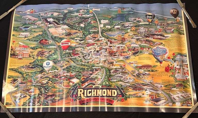 1991 Legends Richmond Indiana Map Poster - Ryan Cate Auctions and Real ...