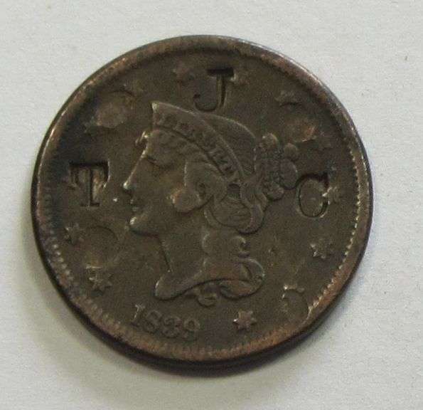 1839 LARGE CENT WITH INITIALS - Star Coin and Currency, LLC