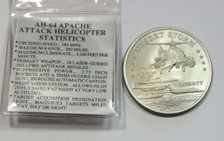 DESERT STORM AH-64 APACHE 1991 COMMEMORATIVE $5 NEW QUEENSLAND MINT ...