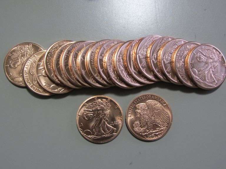 ROLL OF 20 1 OUNCE .999 PURE COPPER ROUNDS WALKING LIBERTY - Star Coin ...