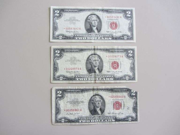 3 $2 STAR NOTES 1963 1953 RED SEAL - Star Coin and Currency, LLC