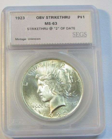 $1 STRIKE THROUGH ERROR PEACE SEGS 63 - Star Coin and Currency, LLC