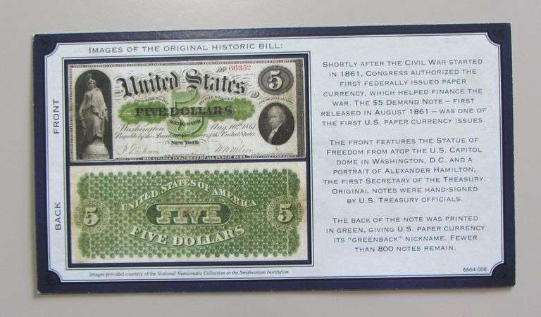 REAL $5 FRN 1861 DEMAND NOTE OVERLAY - Star Coin and Currency, LLC