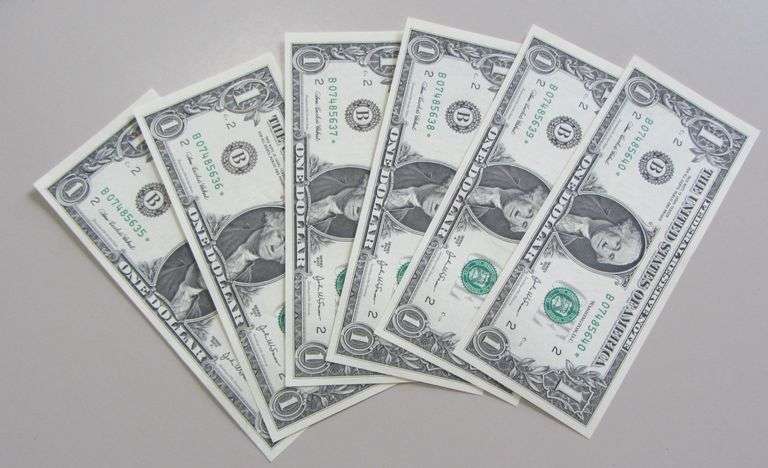 6 GEM CONSECUTIVE $1 STAR NOTES 2003 - Star Coin and Currency, LLC