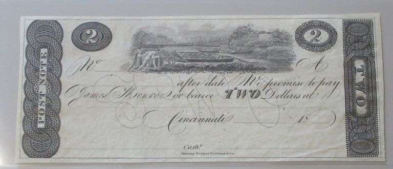 $2 POST NOTE CINCINNATI OHIO OBSOLETE 18xx - Star Coin and Currency, LLC