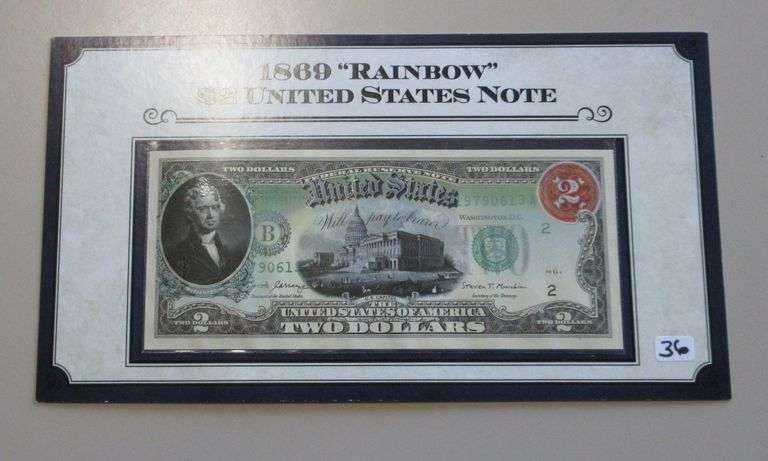REAL $2 BILL WITH 1869 RAINBOW OVERLAY - Star Coin and Currency, LLC