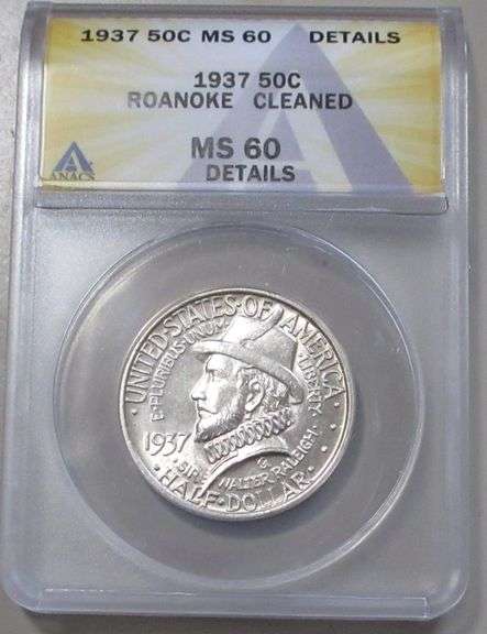 1937 ROANOKE COMMEMORATIVE SHARP ANACS MS60 - Star Coin and Currency, LLC