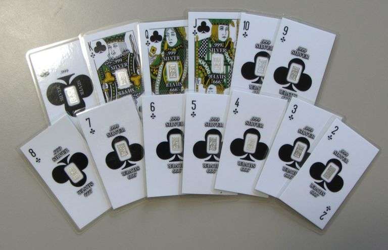 CLUB FLUSH RUN PLAYING CARDS SILVER 2.5 GRAIN EACH .999 FINE - Star ...