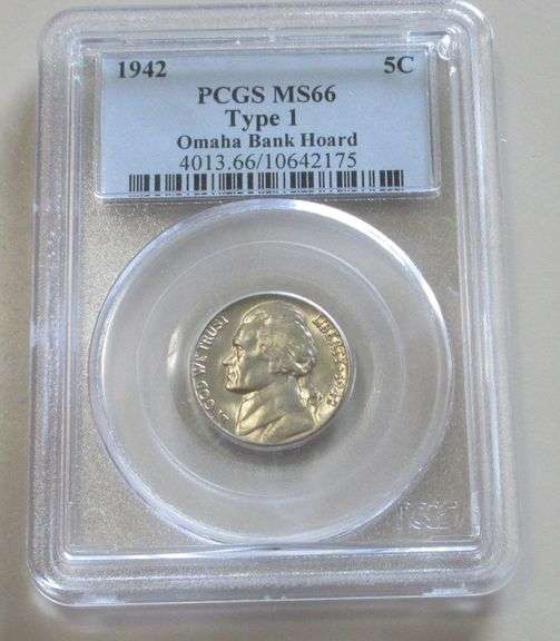 1942 JEFFERSON NICKEL TYPE 1 OMAHA BANK HOARD PCGS MS66 - Star Coin and ...