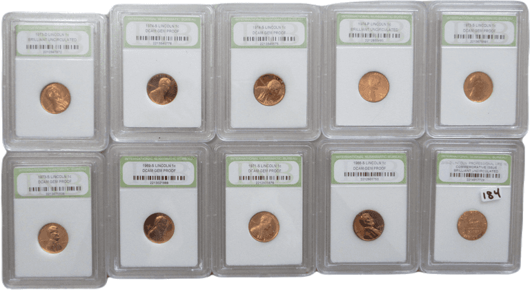 Set of Graded Lincoln Pennies - Brilliant Uncirculated & DCAM Gem Proof ...