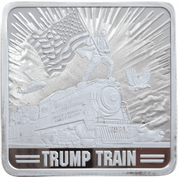 TRUMP TRAIN 1 OUNCE SILVER SQUARE BAR .999 FINE - Star Coin and ...