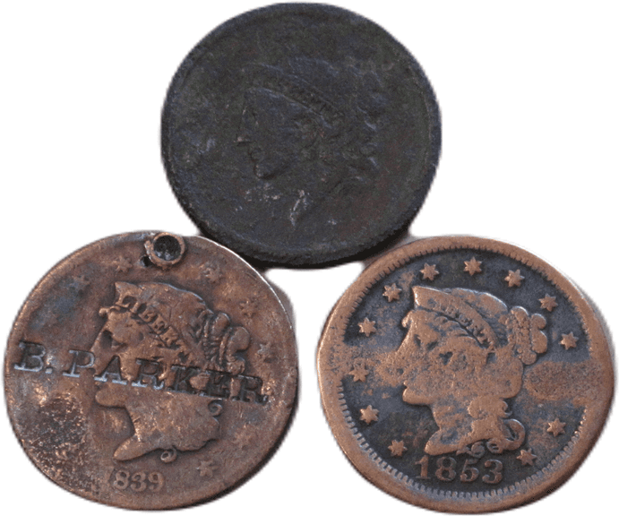 Antique Assorted U.S. s Lot: 1839, 1853, and B. Parker Token - Star ...