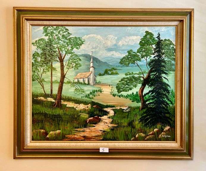 Framed Signed Art by Betty Wade 31x37 - Red Belly Rooster Auction & Estates