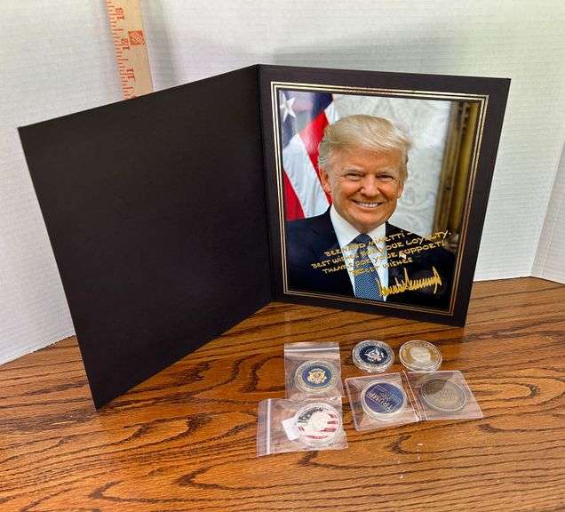 Donald Trump Photo and Coins - Red Belly Rooster Auction & Estate Services