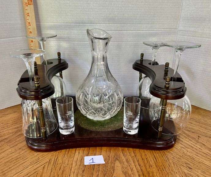 Decanter Display with Misc Glasses - Red Belly Rooster Auction & Estate ...