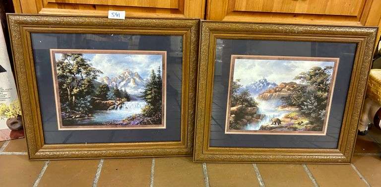 2pc Framed Signed Art 17.5"x20.5" - Red Belly Rooster Auction & Estate ...