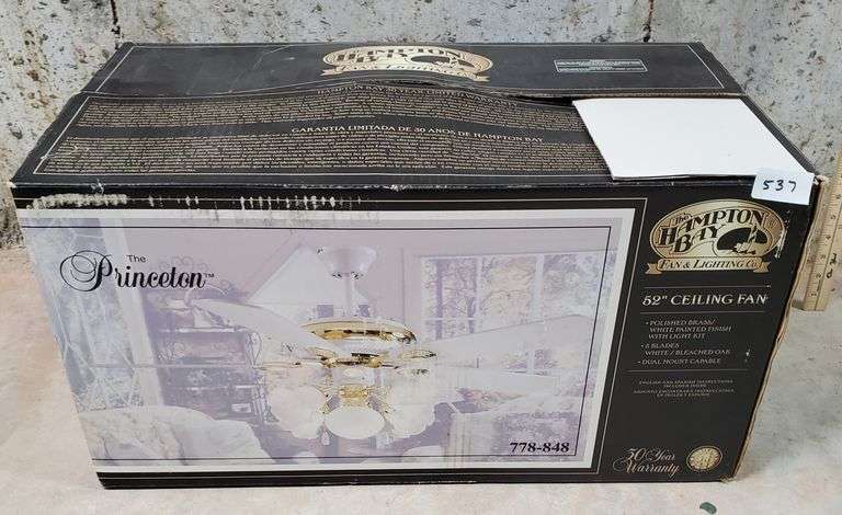 Open Box 52" Hampton Bay "The Princeton" Ceiling Fan with Light Kit ...