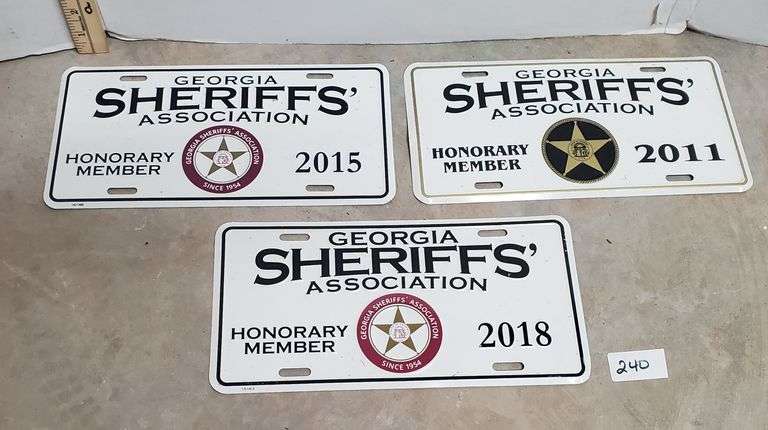 3pc Georgia Sheriffs Association License Plates - Auction Group