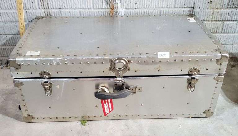 Large Metal Box on Wheels - Red Belly Rooster Auction & Estate Services