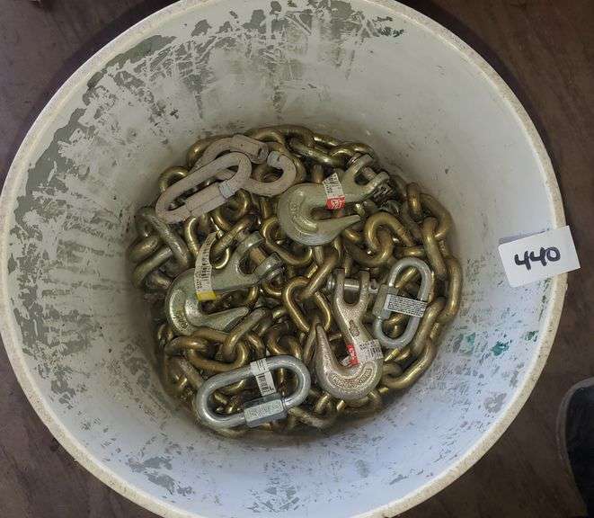 Bucket of Chain and Hooks (Located Shed) - Red Belly Rooster Auction ...
