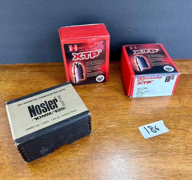 3pc Hornady XTP 45 Cal & Nosler 10mm Bullets (Located in Bedroom ...