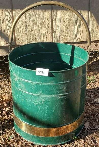 Green and Gold Metal Bucket with Handle (Located Shed) - Red Belly ...