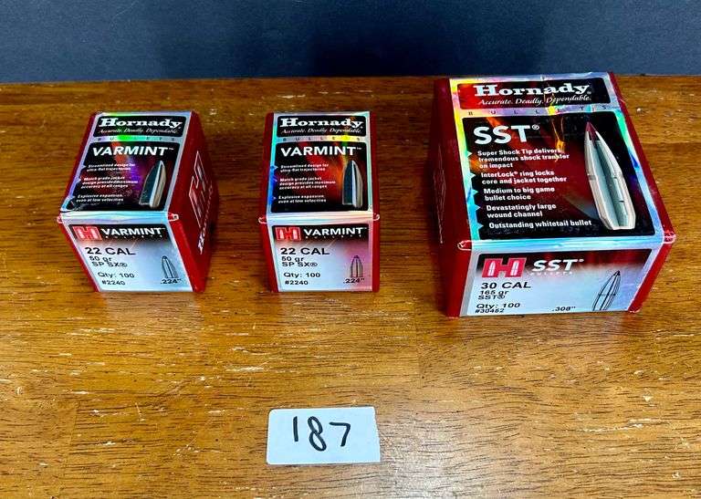 3pc Boxes of Hornady 30 Cal & 22 Cal Bullets (Located in Bedroom ...