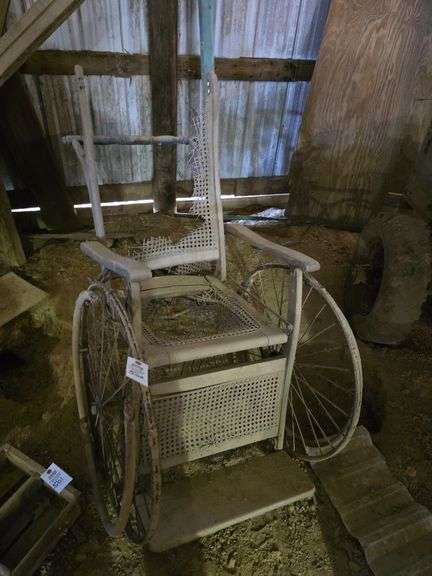 Old wheelchair broken back and seat. - Schmid Auction