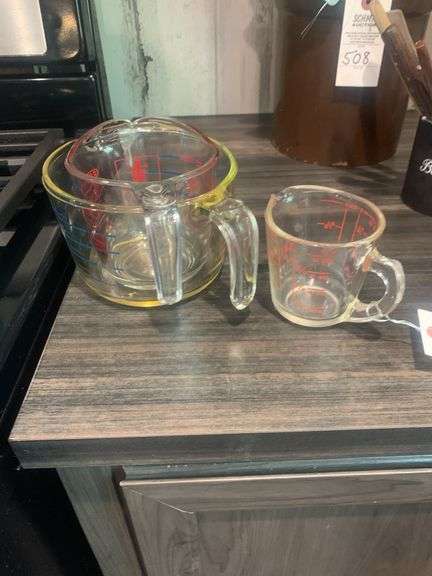 1 cup Pyrex measuring glass, 2 cup anchor measuring glass, 4 cup Pyrex ...