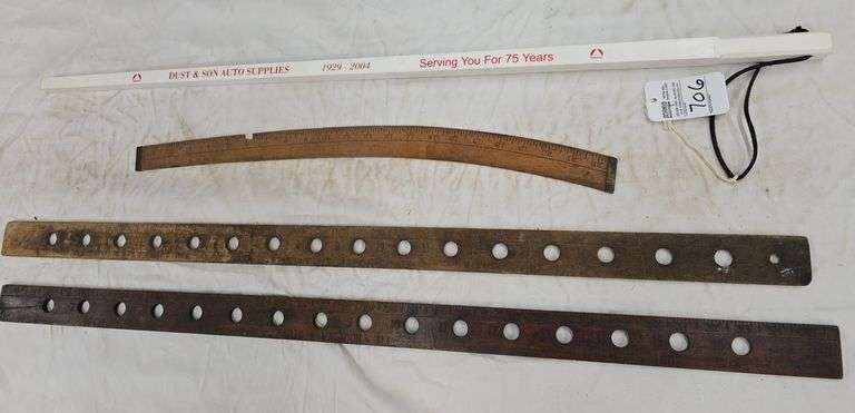 Dust & Sons Auto Supplies square wooden ruler, curved wooden ruler, 2 ...
