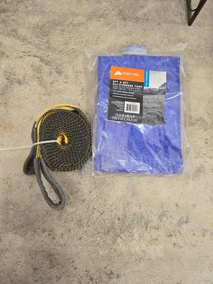 Ozark Trail 6ft x 8ft all-purpose tarp, tow straps - Schmid Auction