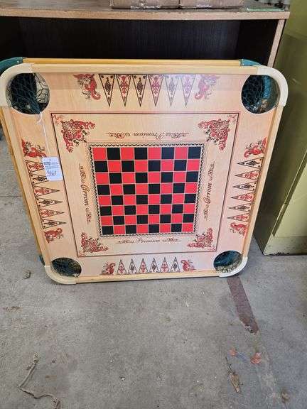 Carrom wood grain game board, pool shuffleboard, checkers/chess ...