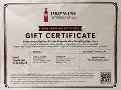 Wine Sampling Experience donated by PRP Wine/Gabriel Stokes - Schmid ...