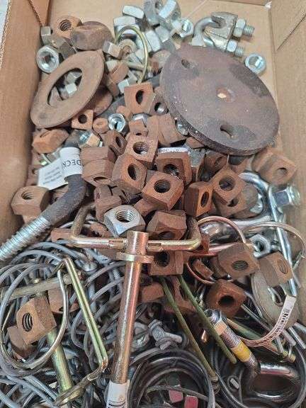 Hose clamps, small hitch pin, clamps, nuts, and hardware. - Schmid Auction