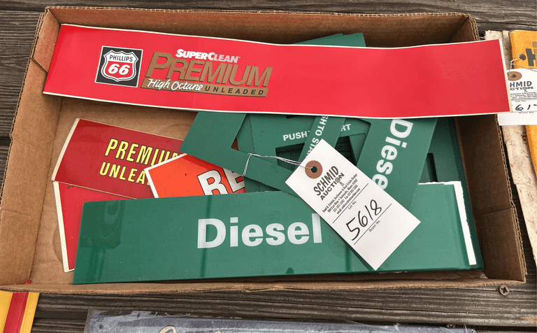 Phillip's 66 stickers, diesel pump tags - Schmid Auction