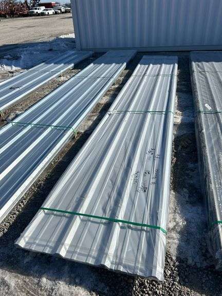 20pcs of white 21ft 24ga R Panel Reverse Run roofing metal - Schmid Auction