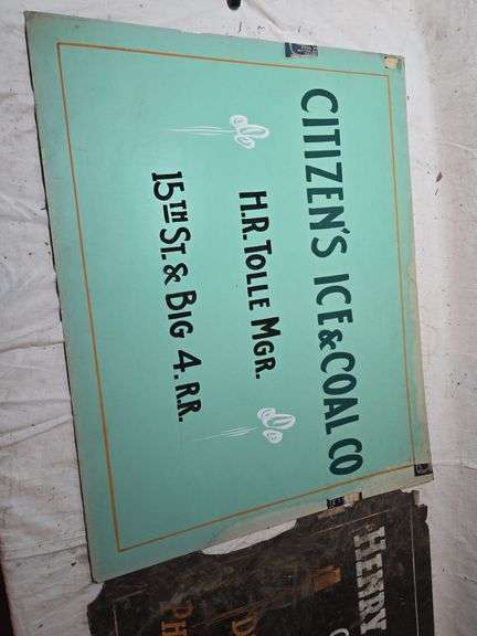 Two vintage cardboard signs Mattoon, ILL - Schmid Auction