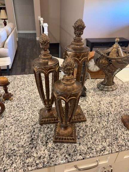 3 Fancy Decorative Vase with removable tops, 22-28'' tall - Schmid Auction