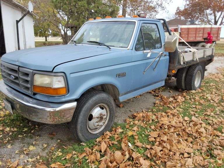 1996 Ford F-350 XL Dually Flatbed Pickup Truck, Gas, weak battery, runs ...