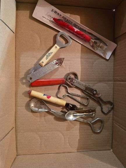 3-way ready opener, can openers/church keys, bottle opener, spoons ...