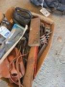 Winch strap hook, cast iron, hammer, channel locks, misc. tools ...