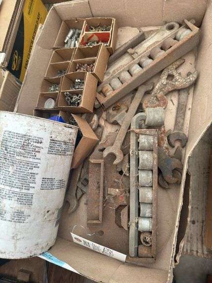 Three boxes of tools, wrenches, sockets, misc. - Schmid Auction