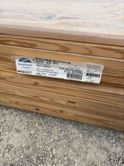 New Unused 108pcs of No. 1 Yellow Pine 2x6x20' Lumber (The Bid will be ...