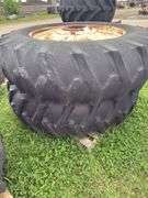 Pair of Firestone 28L-26 Rice Tires on Rim - Schmid Auction